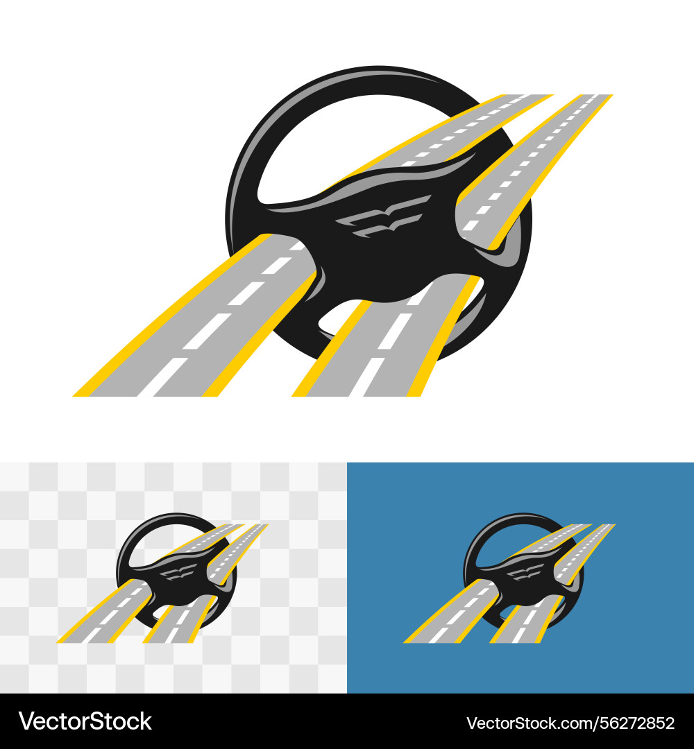 Fahrschule Logo mit Rad und Autobahn Lizenzfreier Vektor