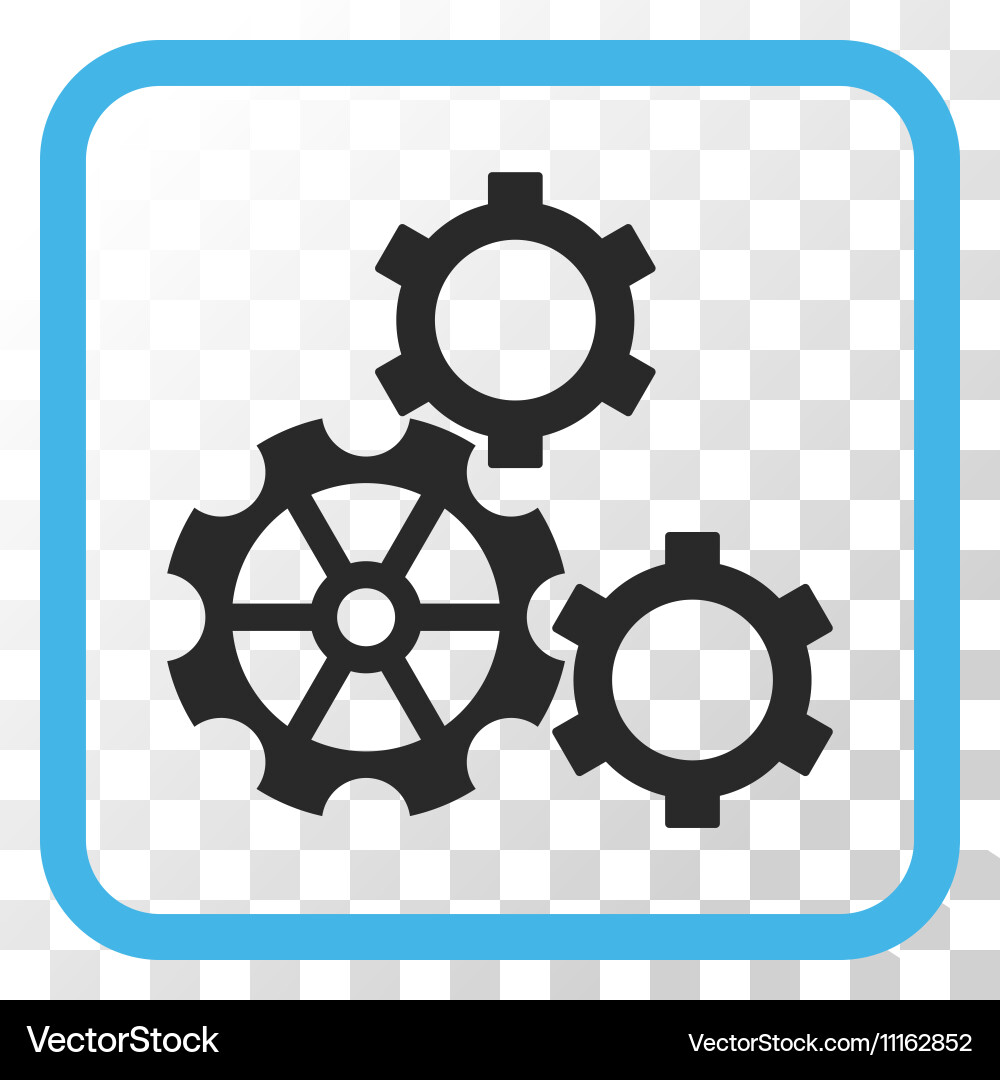 Gears icon in a frame Royalty Free Vector Image