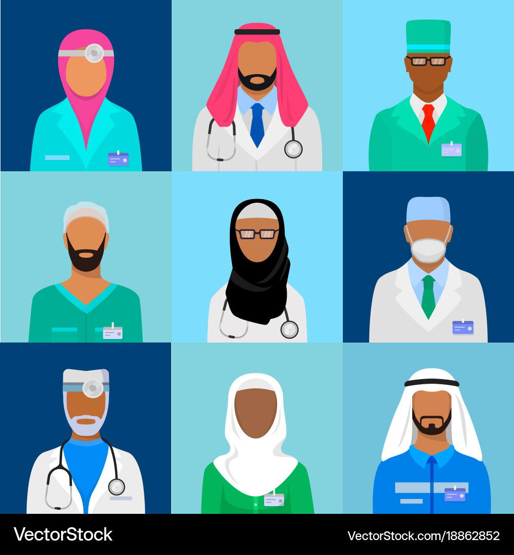 Muslim doctor set Royalty Free Vector Image - VectorStock