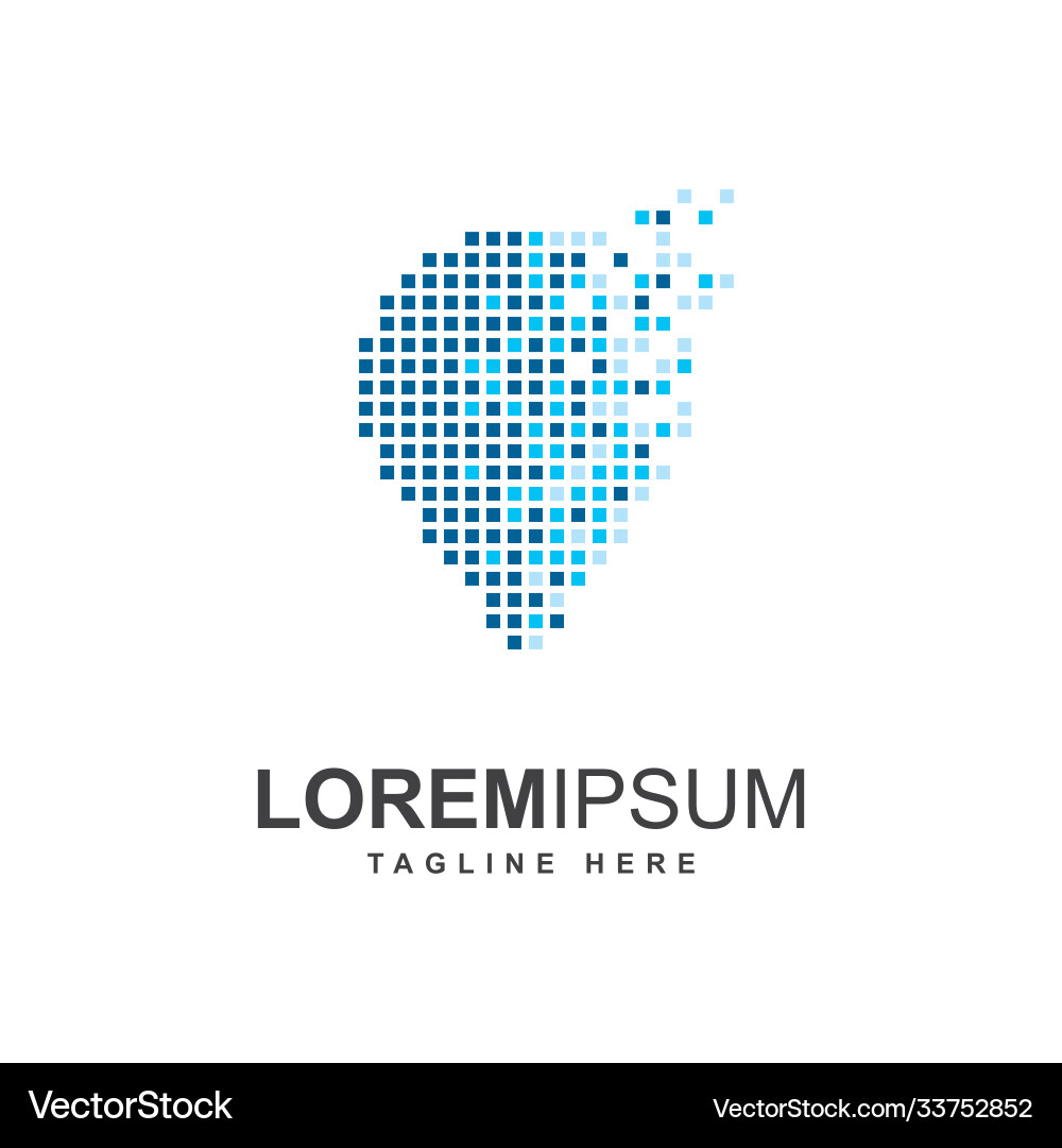 Pin point with pixel symbol logo design template Vector Image