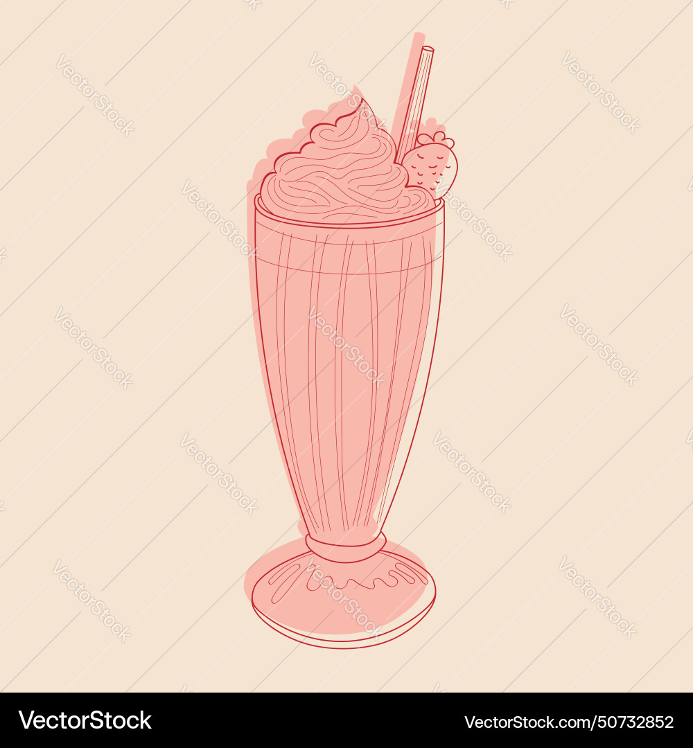 Pink drink with straw drawing Royalty Free Vector Image