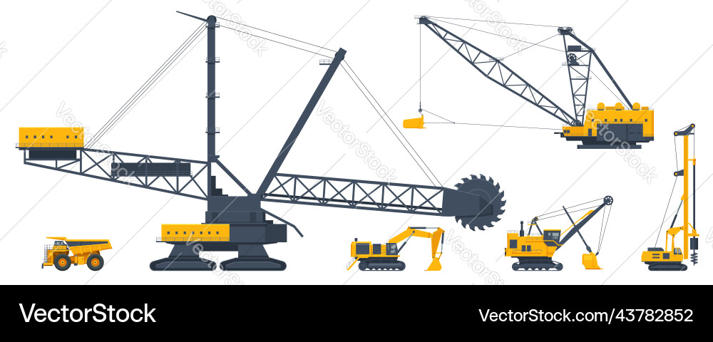 Quarry mining machines bucket wheel excavator Vector Image