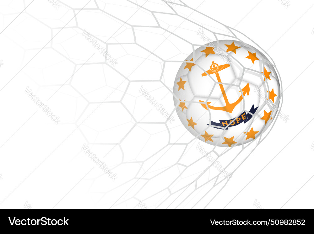 Rhode island flag soccer ball in net Royalty Free Vector