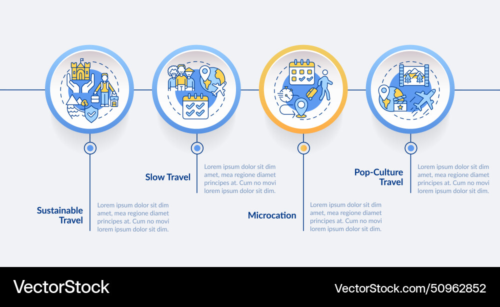 Travel trends blue circle infographic template Vector Image