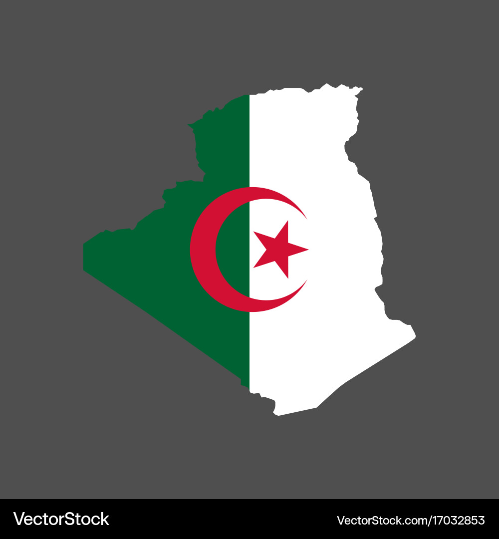 Algeria Flag Map - Grey Background Royalty Free Vector Image