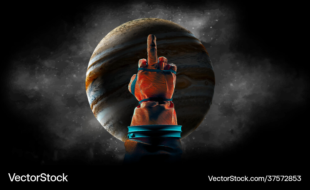 Astronaut with Middle Finger Royalty Free Vector Image