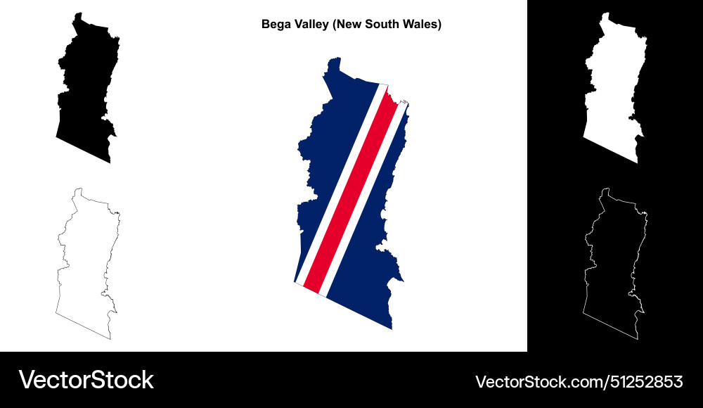 Bega valley outline map Royalty Free Vector Image