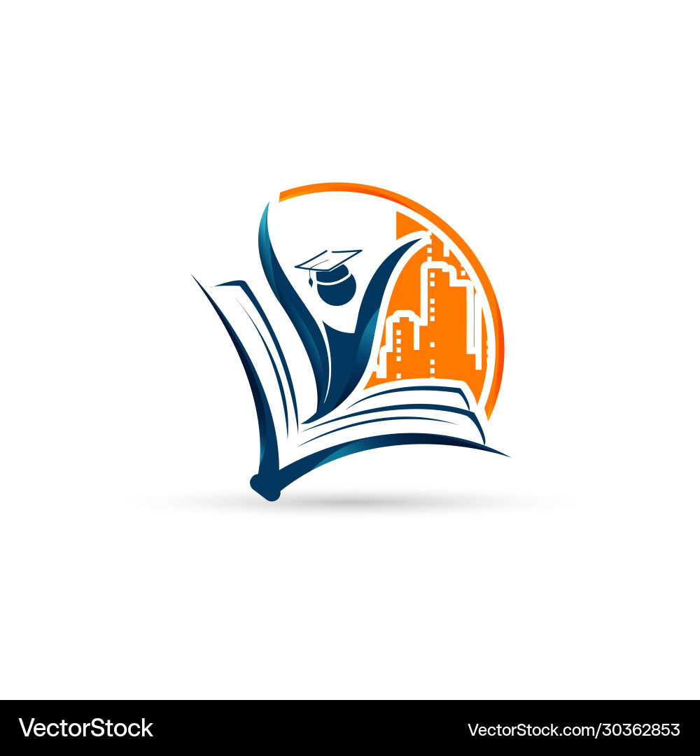 Book and student global study education logo sign Vector Image