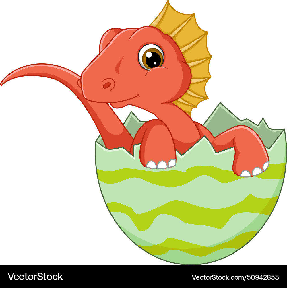 Cartoon baby amargasaurus hatching from egg Vector Image