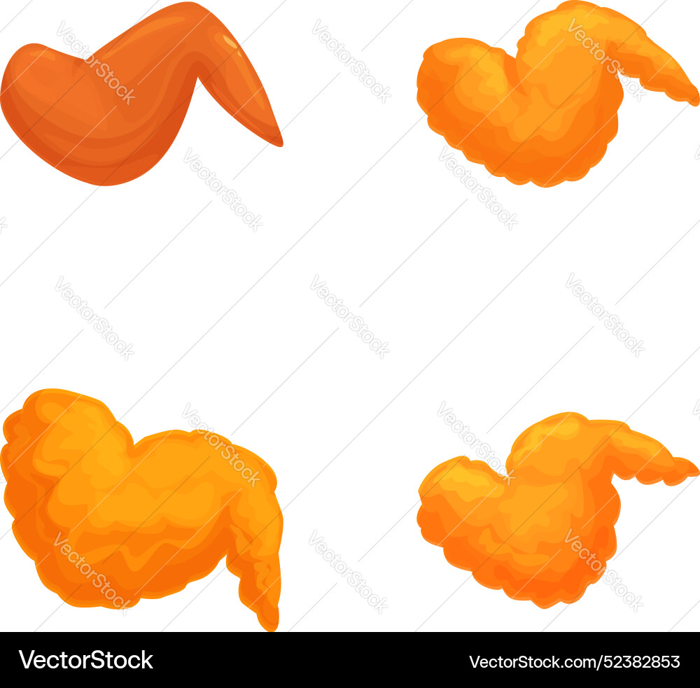 Cartoon chicken wings set in different styles Vector Image