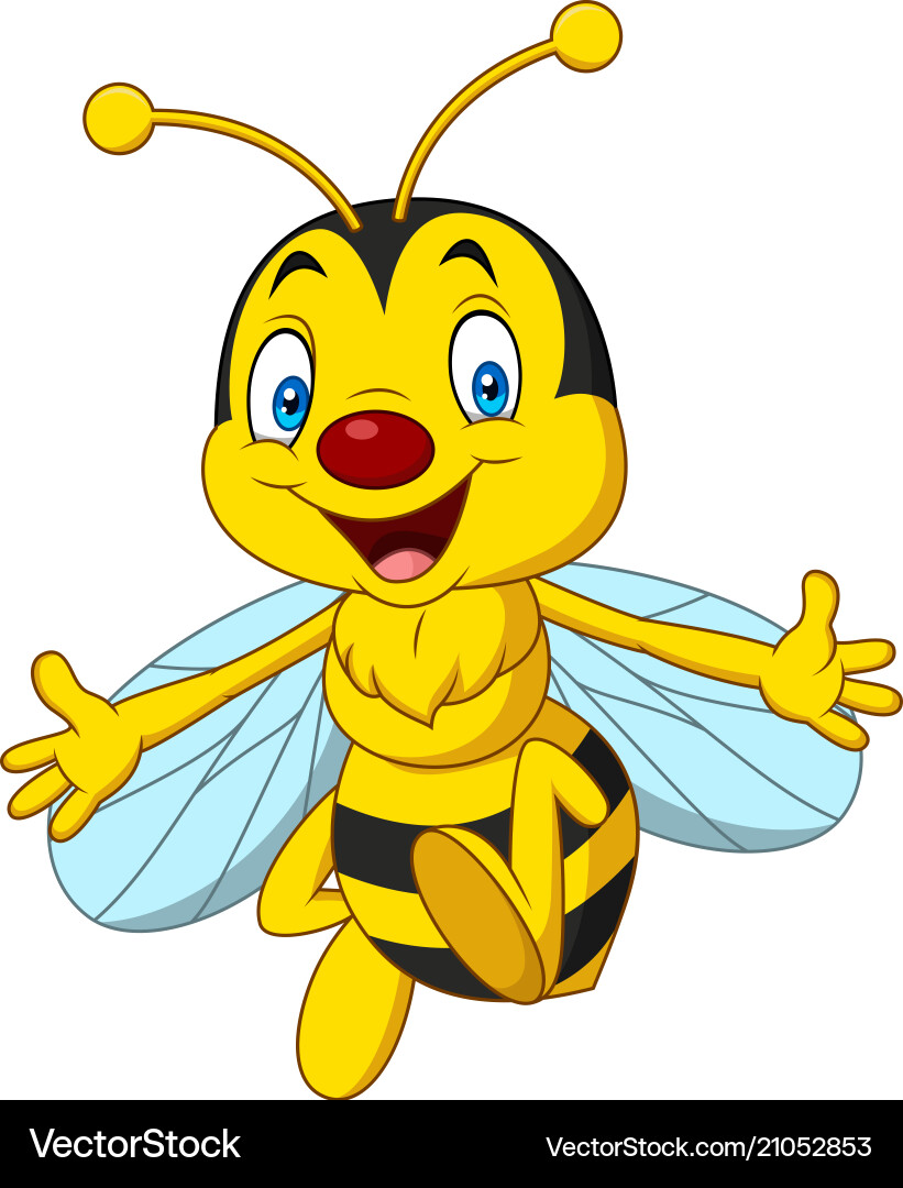 Cartoon happy bee isolated on white background Vector Image