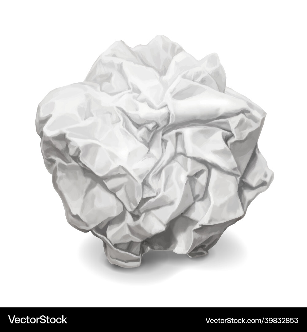 Crumpled paper realistic wrinkled ball Royalty Free Vector