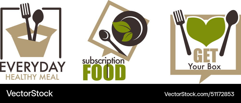 Healthy meal box logo series Royalty Free Vector Image