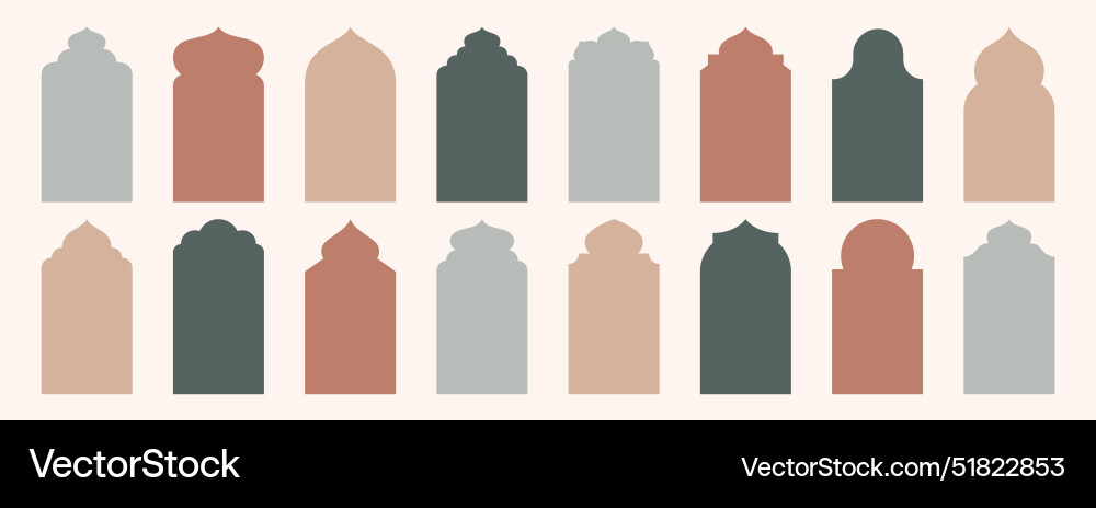 Islamic windows shape muslim architecture doors Vector Image