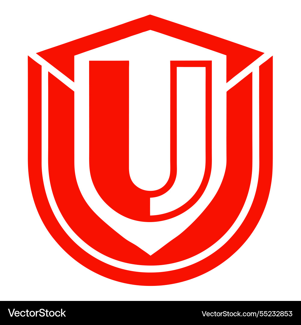 Logo design minimalist letter u shield shape red Vector Image