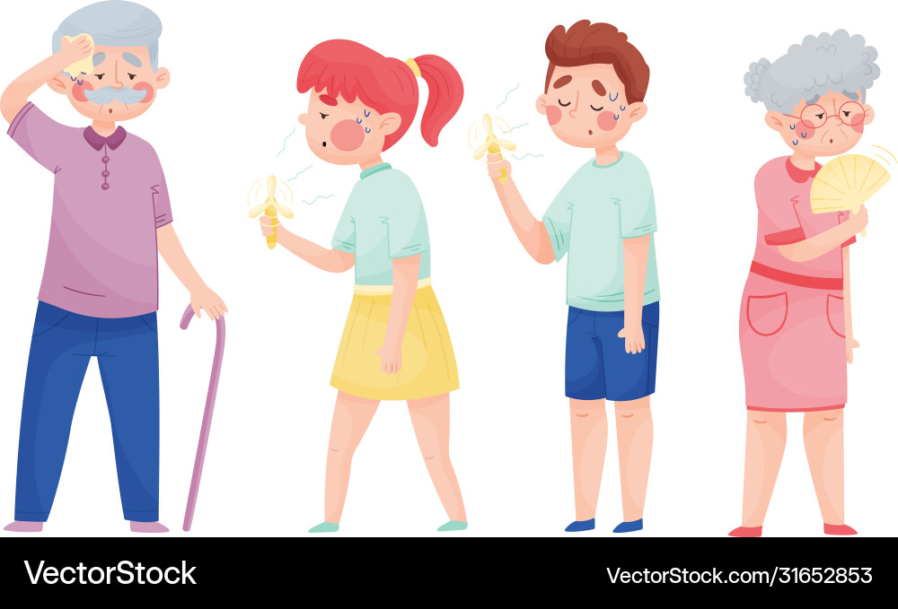 People characters with beads sweat Royalty Free Vector Image