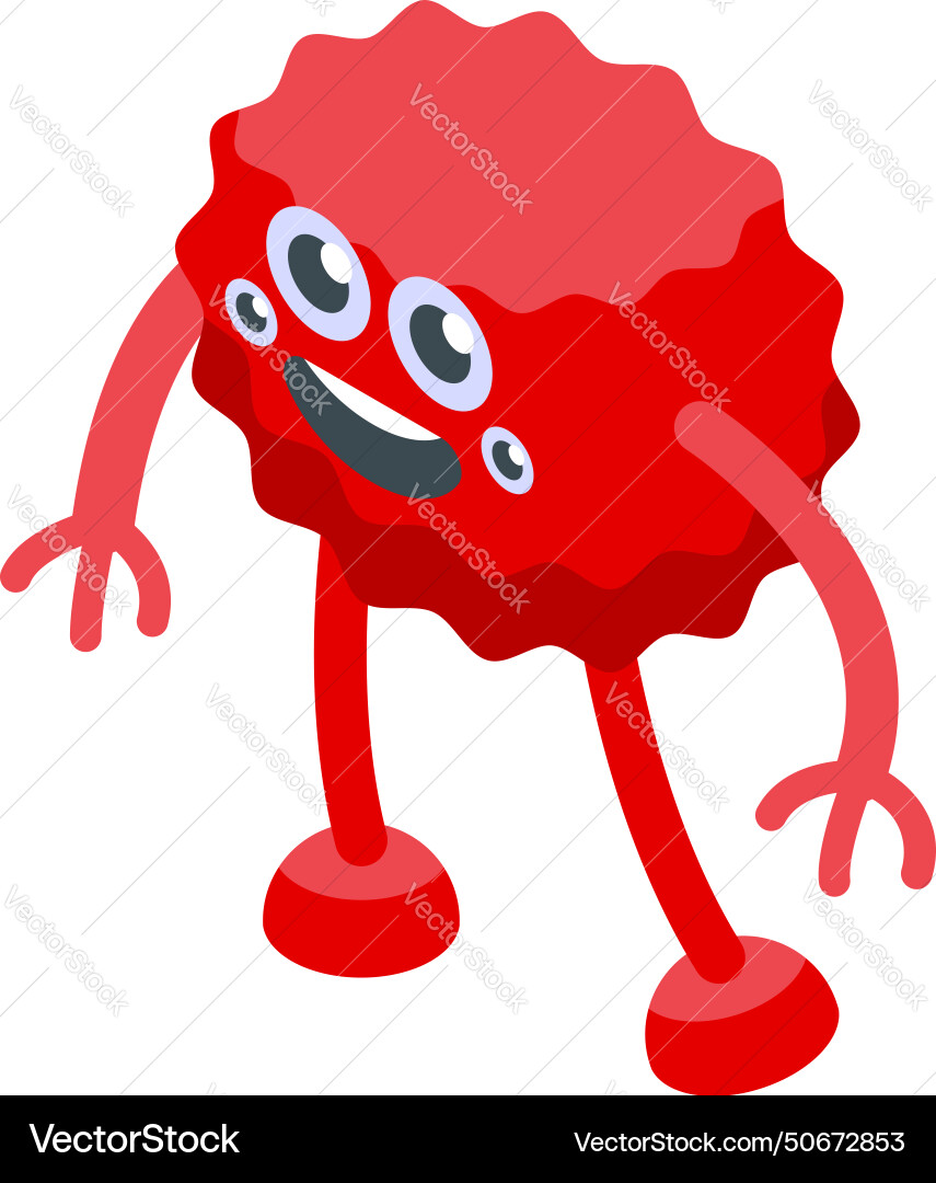 Red monster icon isometric troll cute Royalty Free Vector