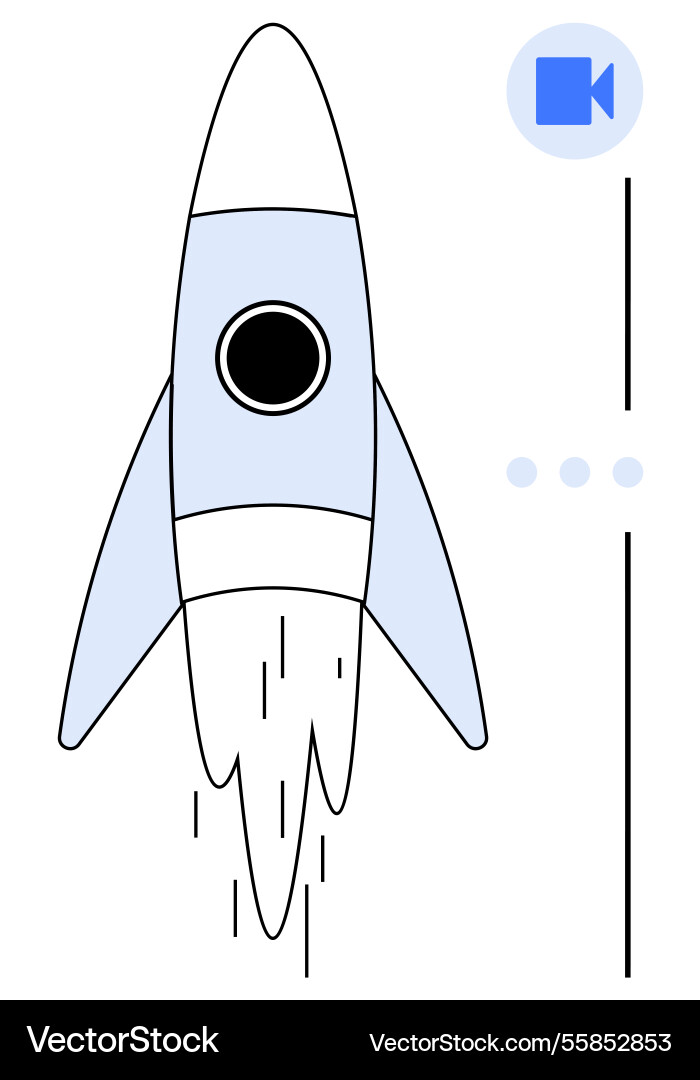 Rocket launching upward with video chat icon Vector Image