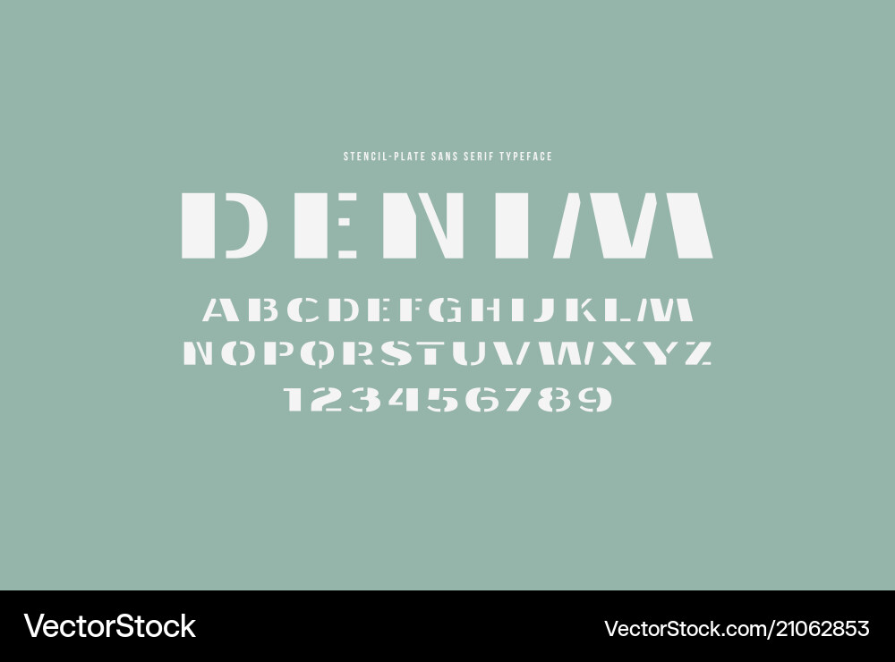 Stencil-plate sans serif font Royalty Free Vector Image