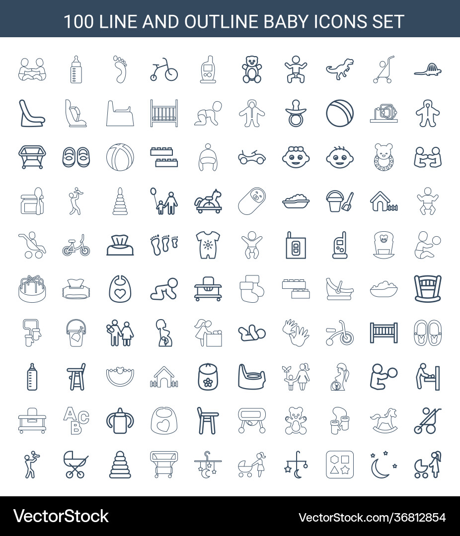 100 baby icons Royalty Free Vector Image - VectorStock