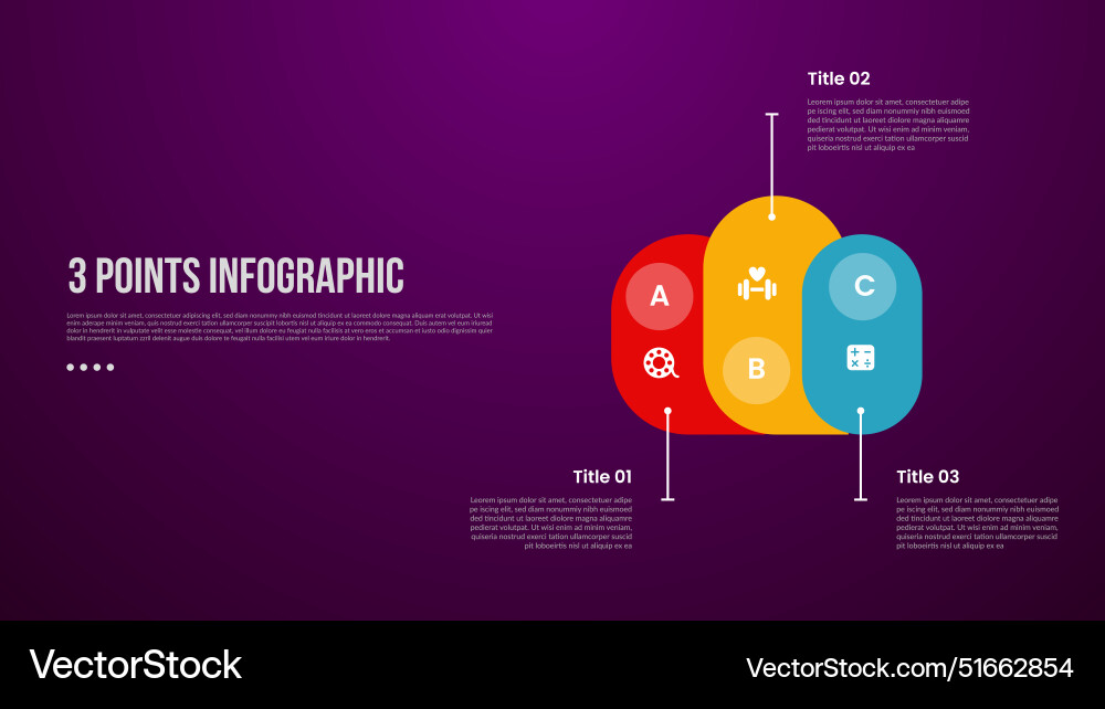 3 points or step process infographic with round Vector Image