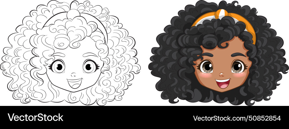 A happy curly-haired girl Royalty Free Vector Image