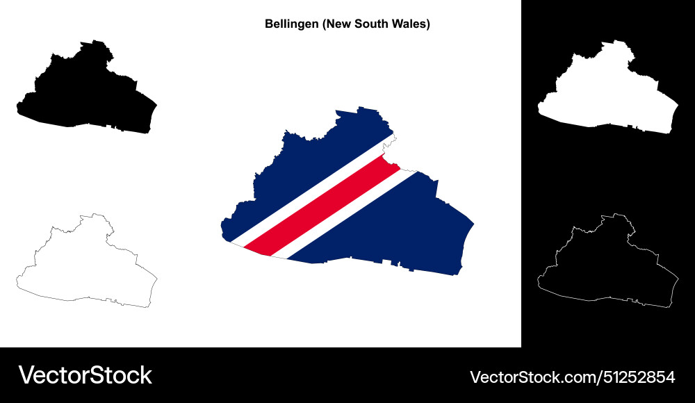 Bellingen outline map Royalty Free Vector Image