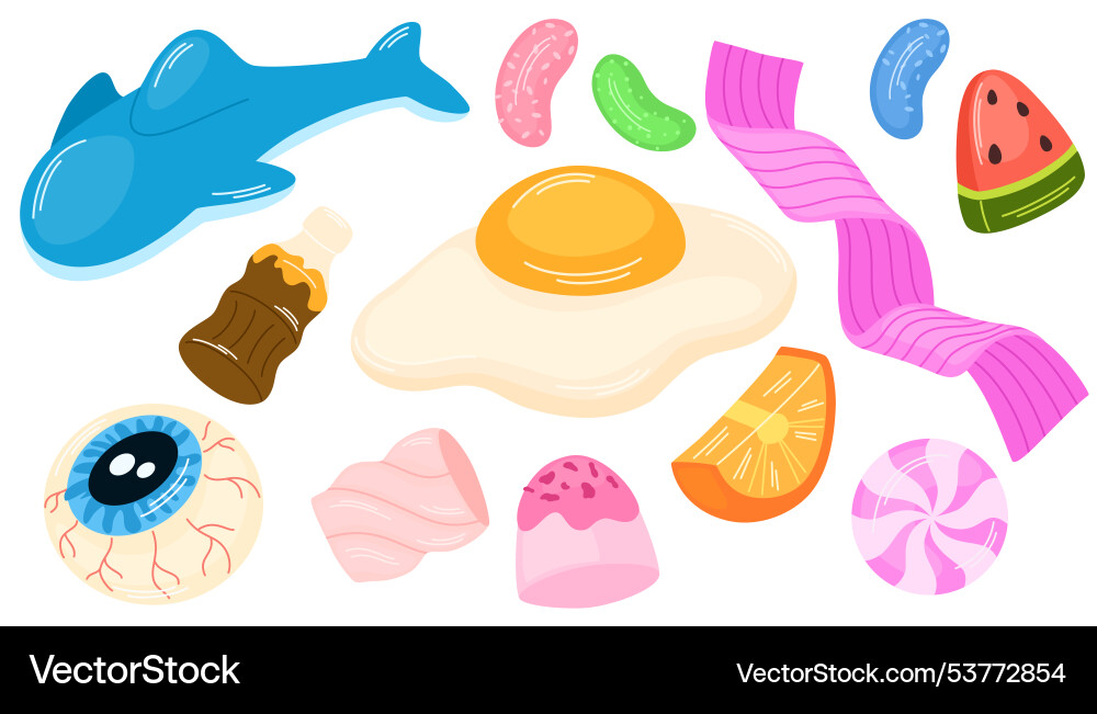 Colorful Gummy Candy Set Royalty Free Vector Image