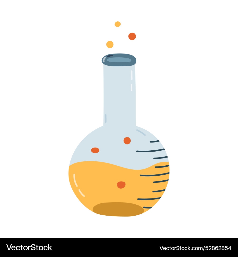 Cute cartoon laboratory beaker with yellow Vector Image
