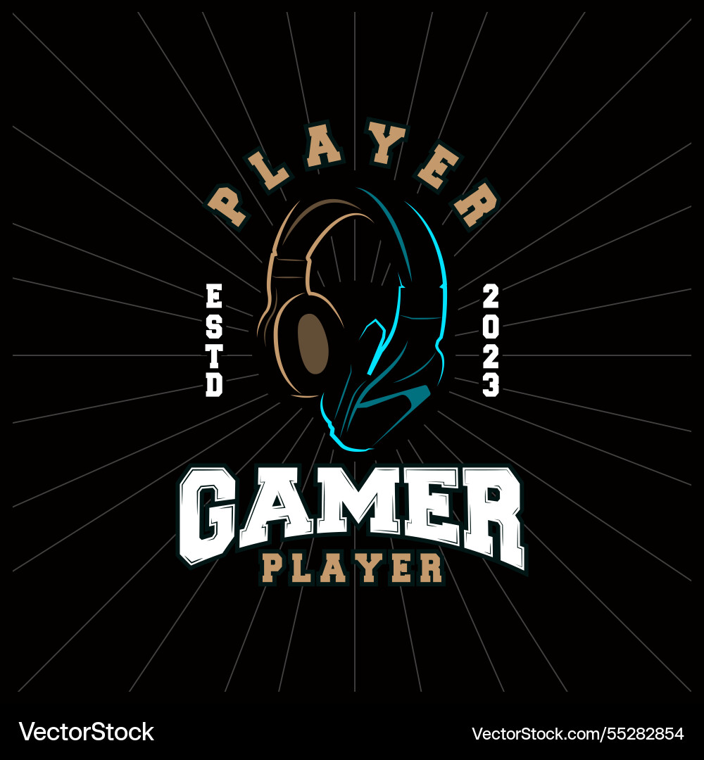 Headset logo design simple gamer template Vector Image