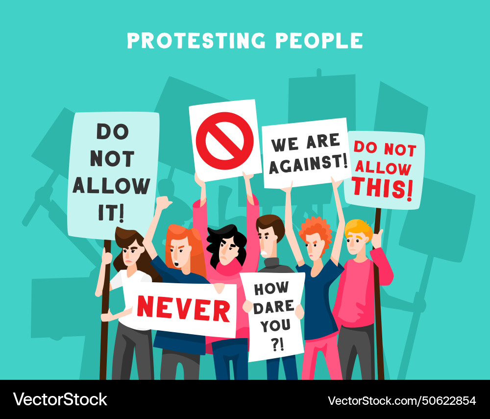 Protesting activists people composition Royalty Free Vector