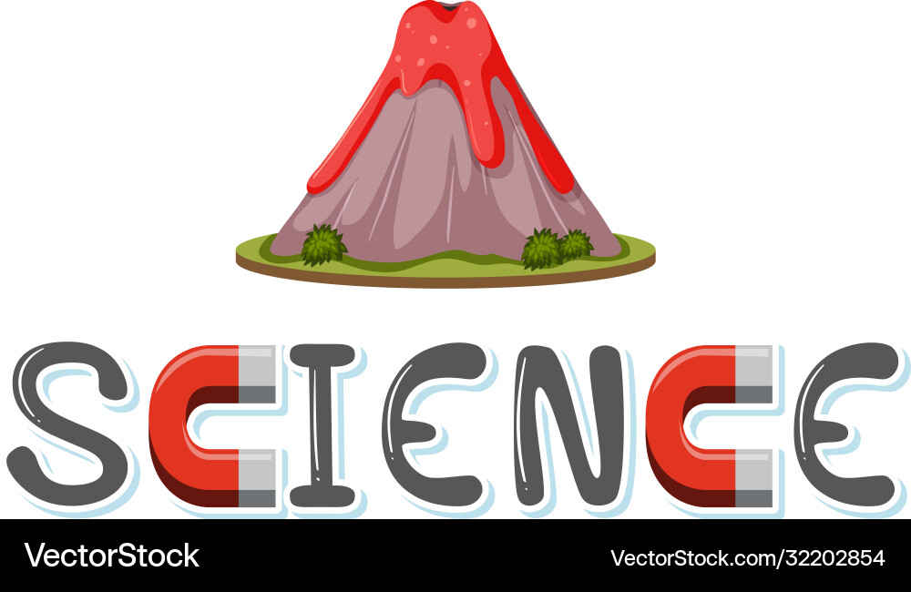 Science logo with volcano erupting model isolated Vector Image