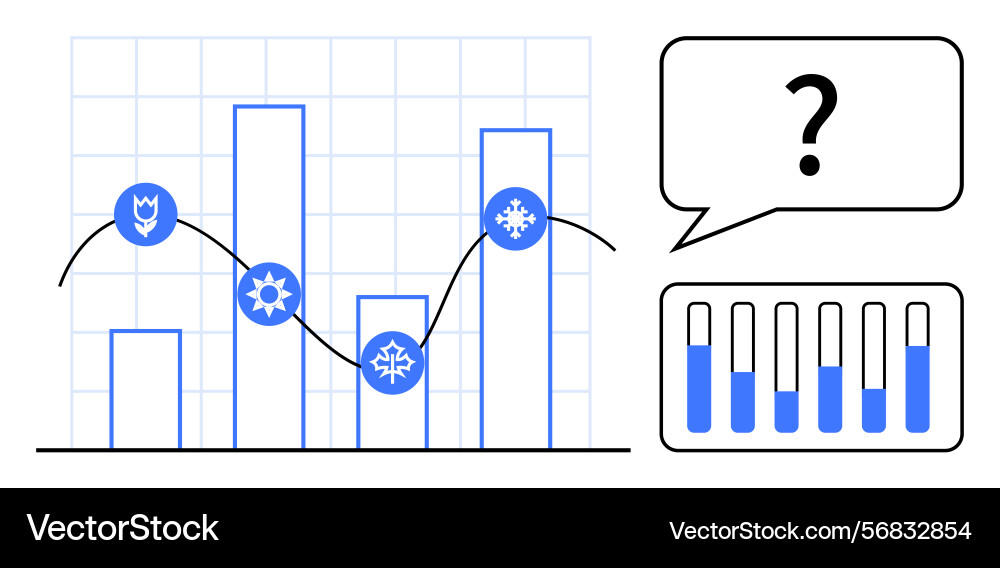 Seasonal data trends with graphs bar chart Vector Image