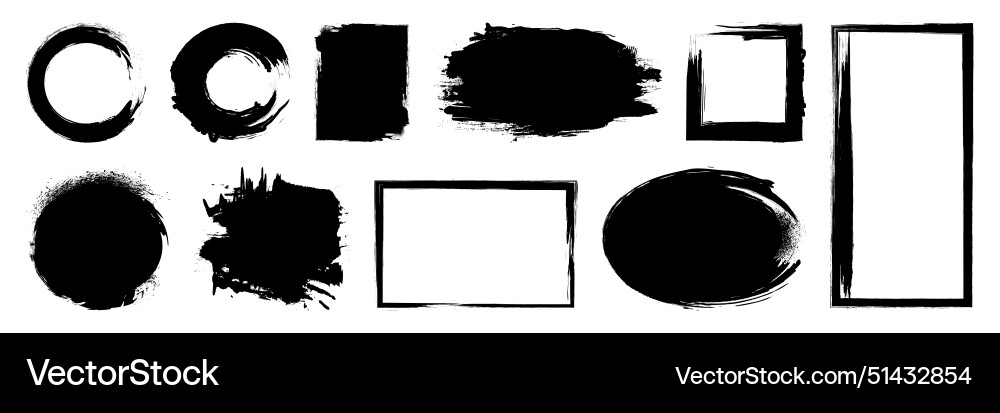 Set of grunge ink brush frames with splatters Vector Image