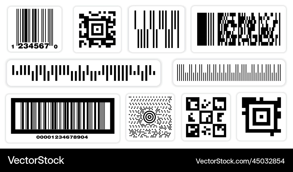 Set of various barcode label or scan bars Vector Image