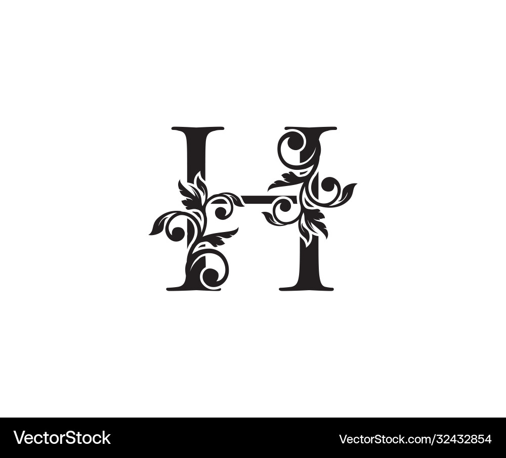 Vintage letter h logo classic design Royalty Free Vector