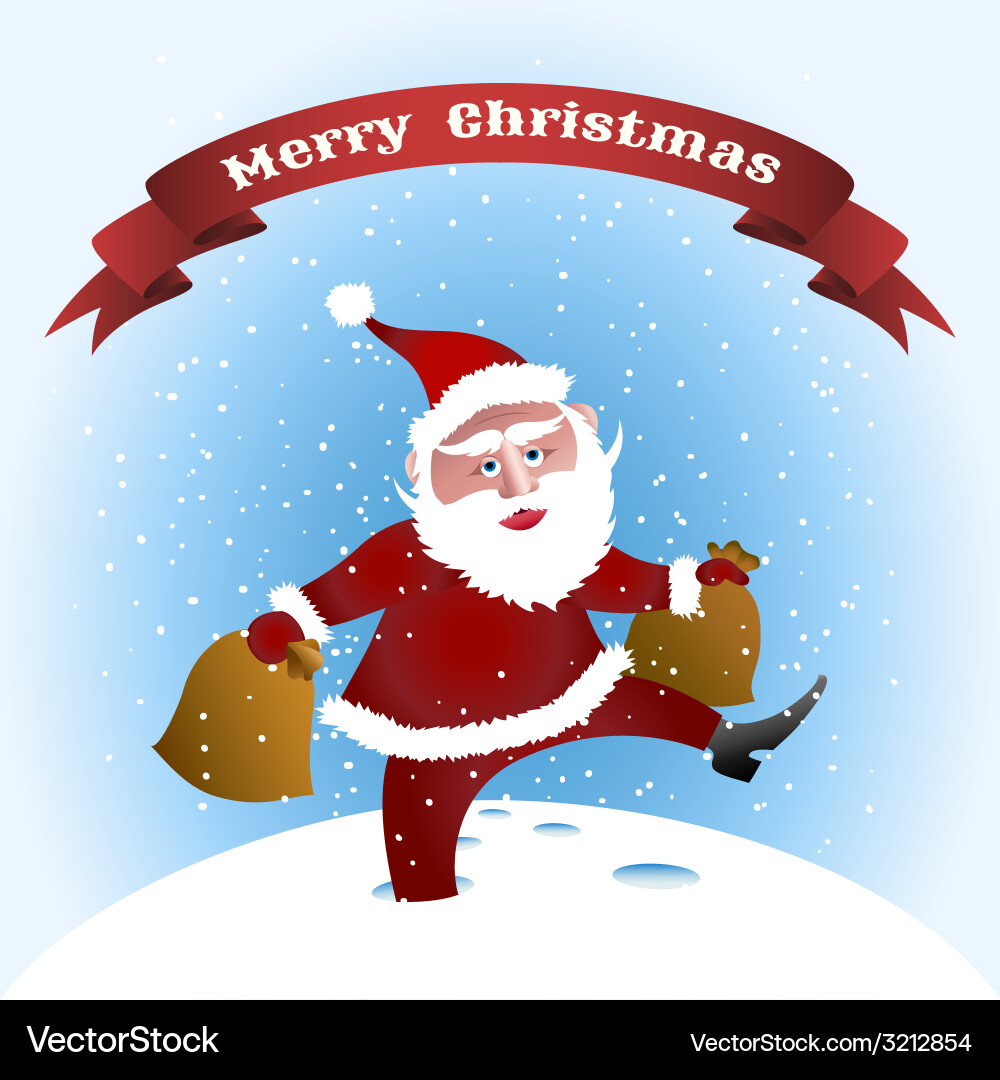 Walking santa Royalty Free Vector Image - VectorStock