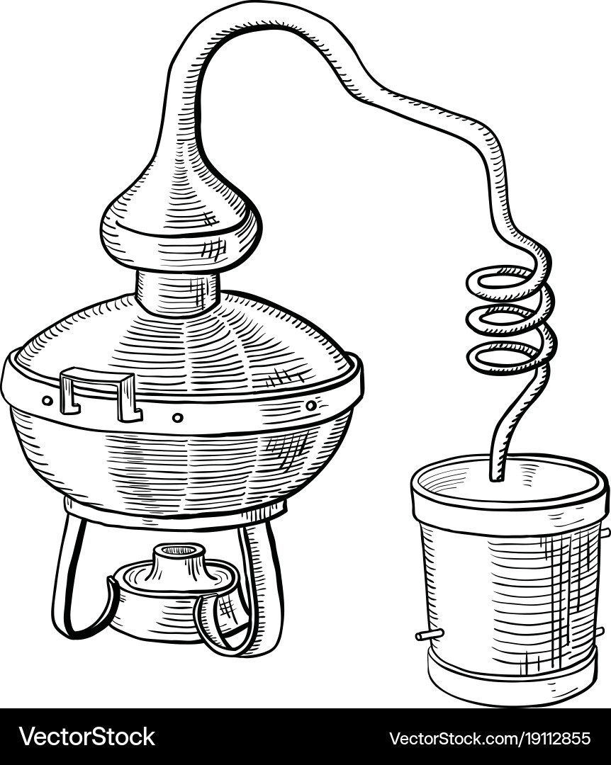 Alkoholdestillationsverfahren Lizenzfreies Vektorbild
