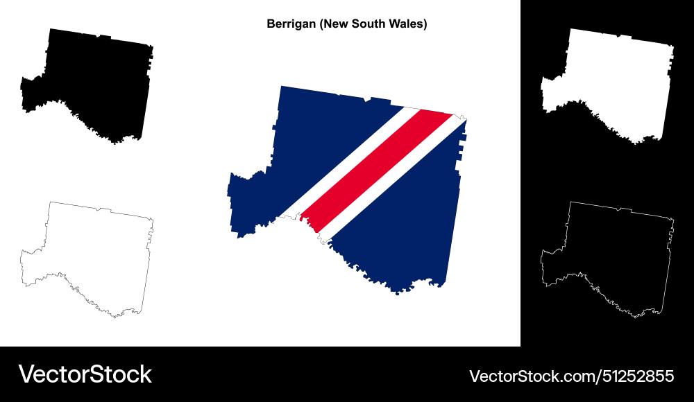 Berrigan outline map Royalty Free Vector Image