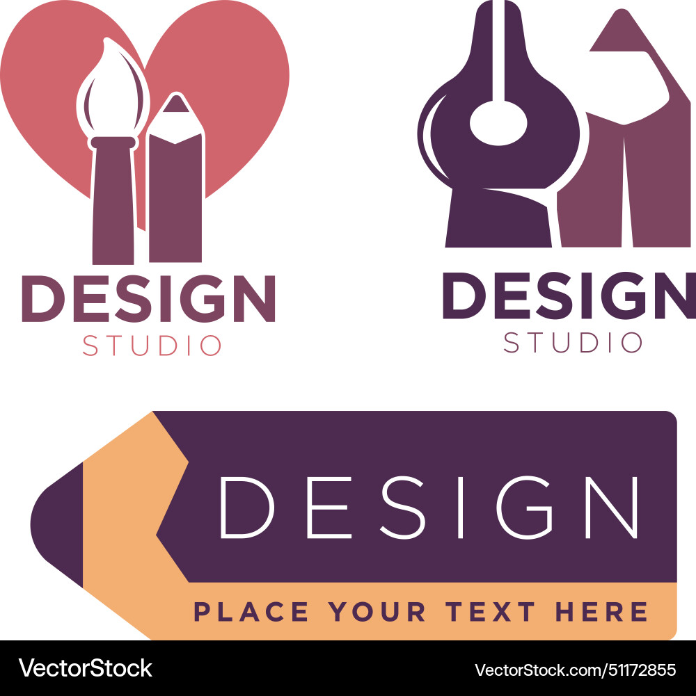 Creative design studio logo set Royalty Free Vector Image