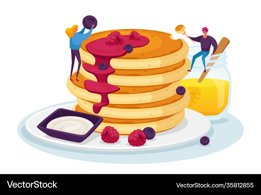Cute Characters Making Pancakes Royalty Free Vector Image