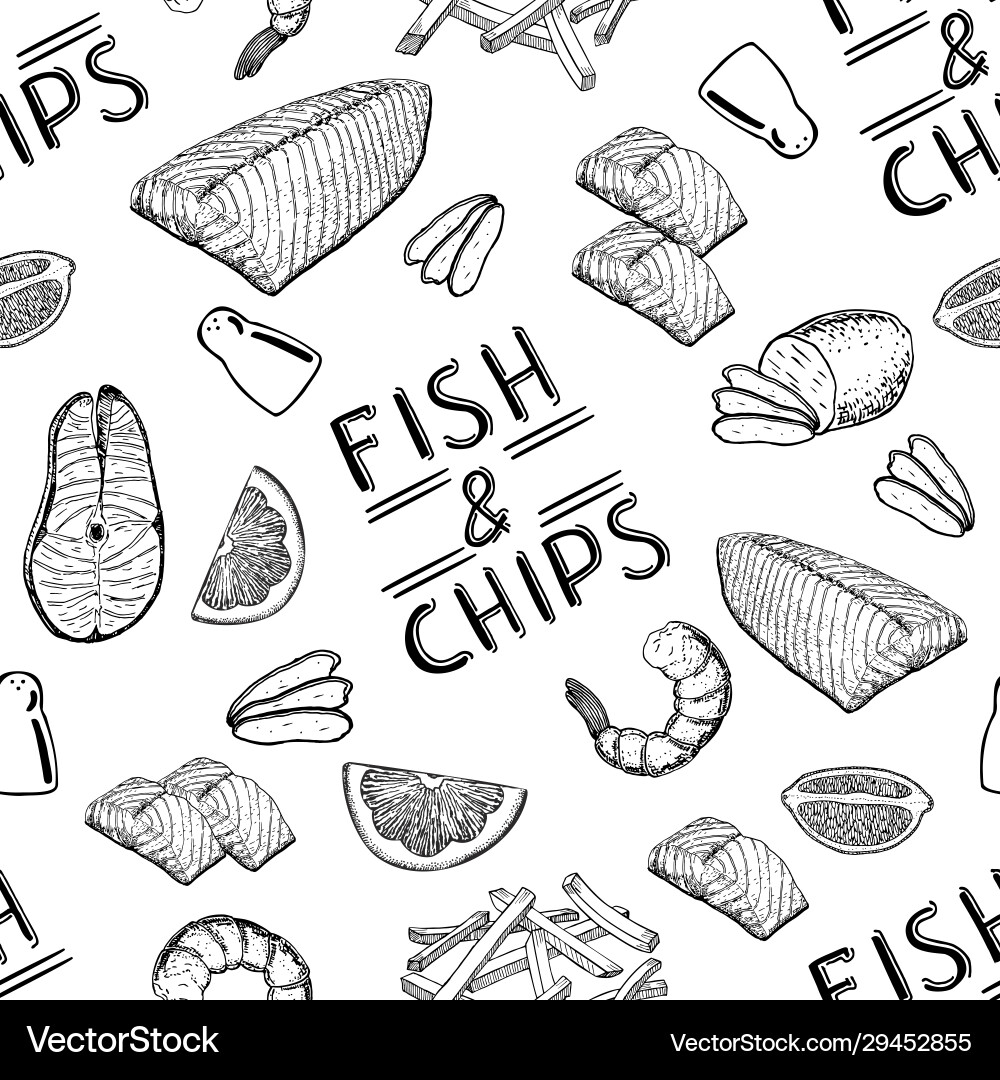 Famous british fast-food - fish and chips Vector Image