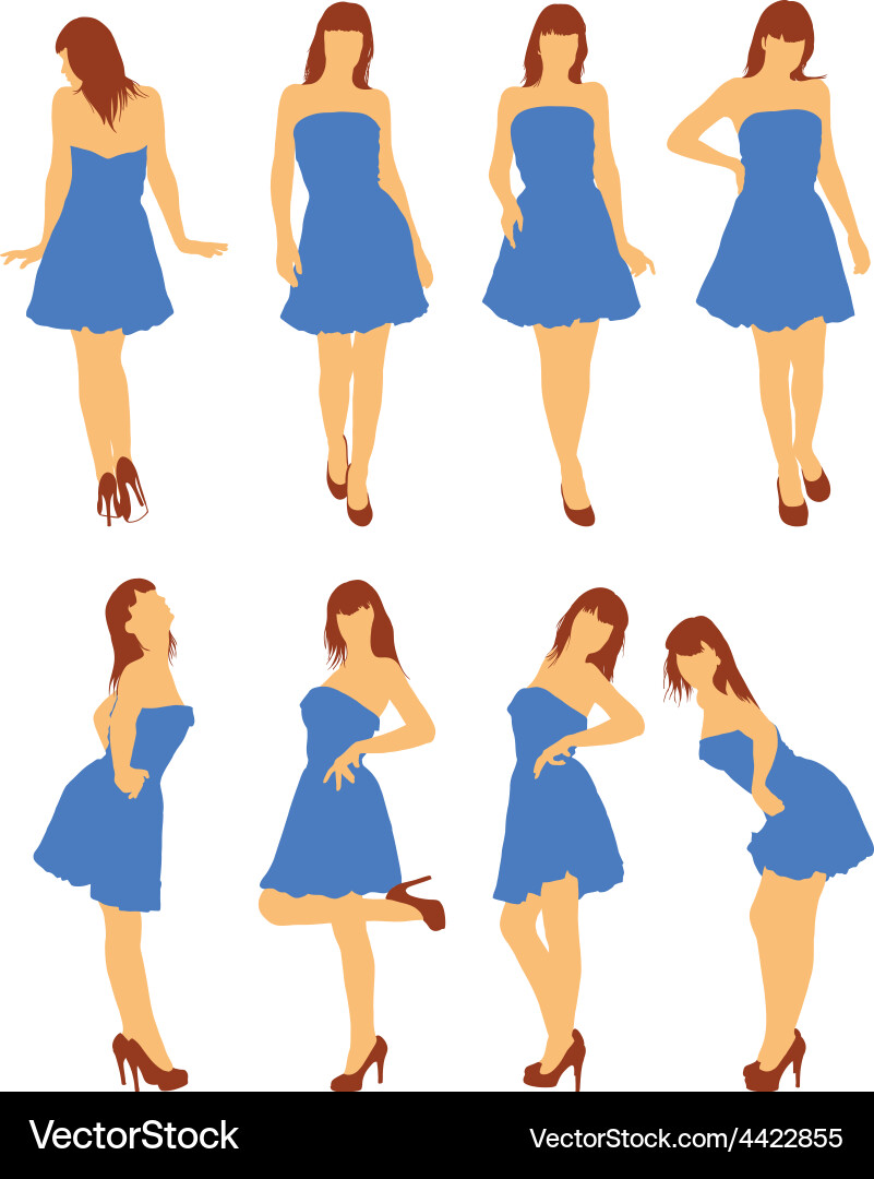 Girls in various poses Royalty Free Vector Image