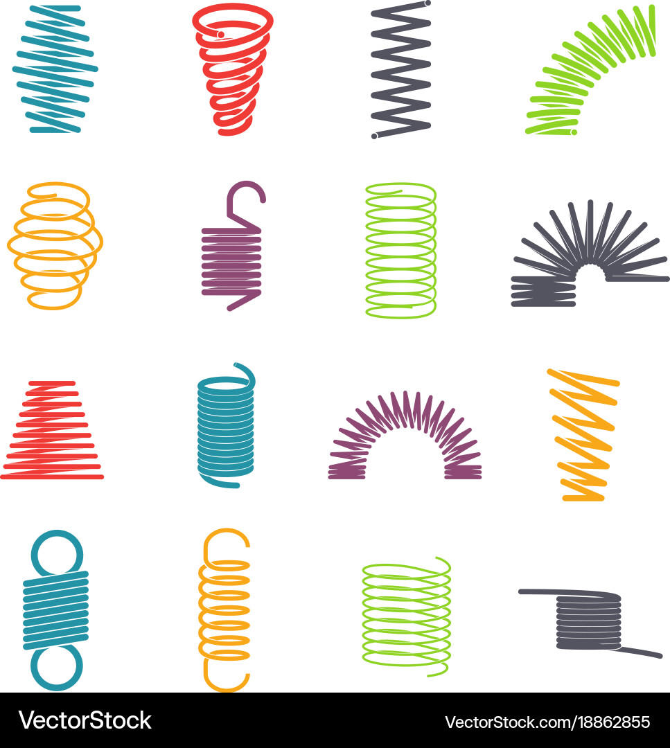 Metal spring set Royalty Free Vector Image - VectorStock
