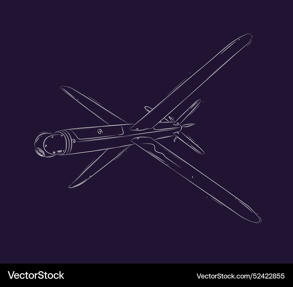Military fpv drone with camera and wings on blue Vector Image