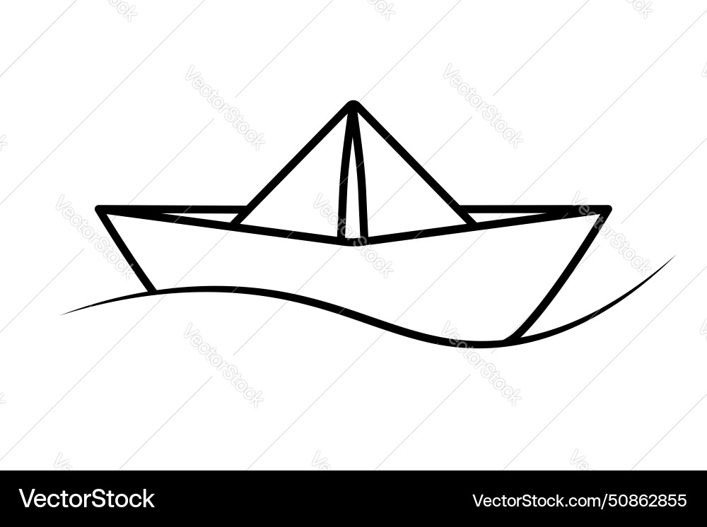 Paper boat sailing logo outline – Royalty-Free Vector | VectorStock