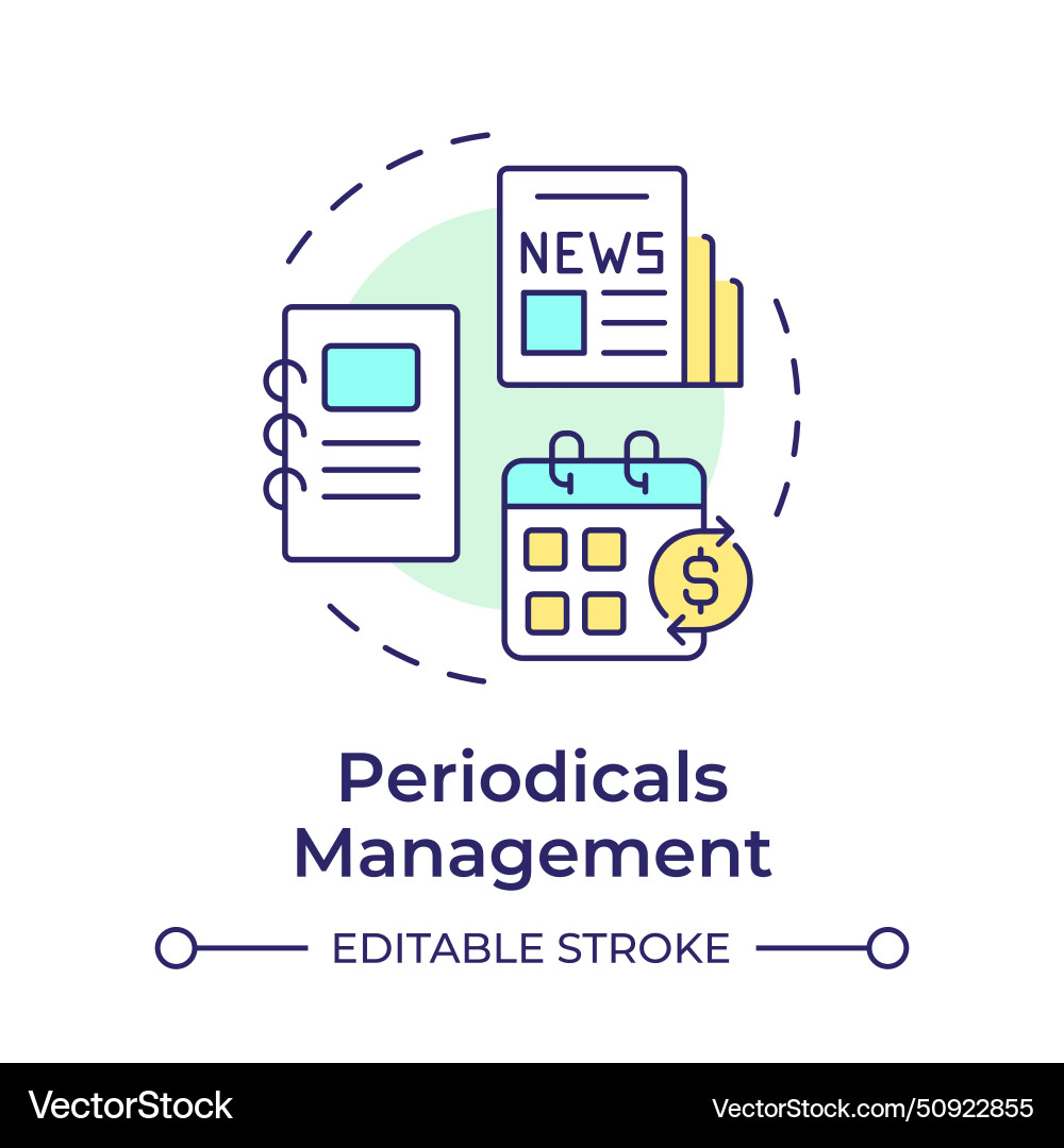 Periodicals management multi color concept icon Vector Image