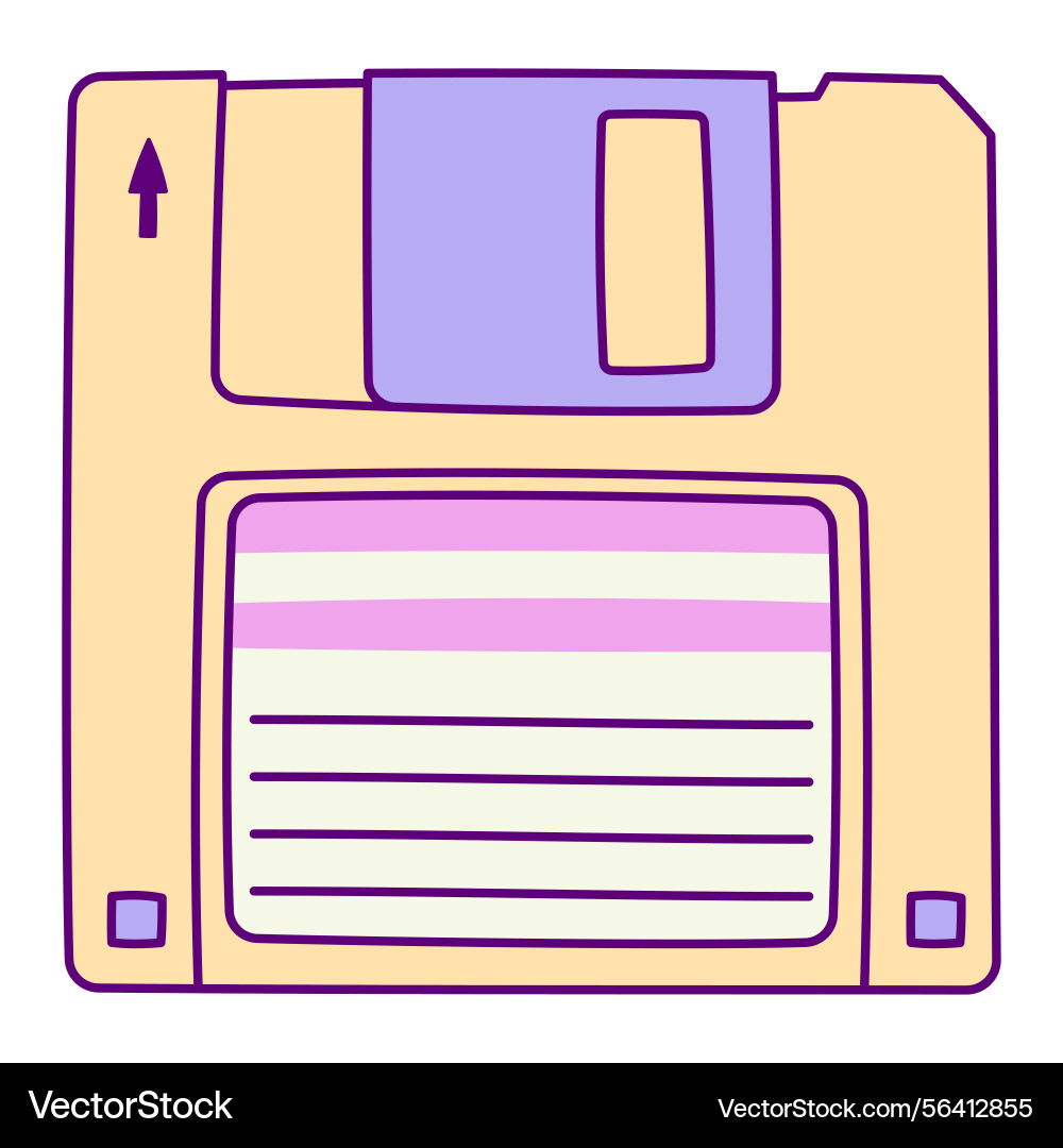 Retro floppy disk hand drawn Royalty Free Vector Image