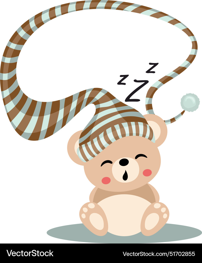 Sleepy teddy bear with funny hat Royalty Free Vector Image