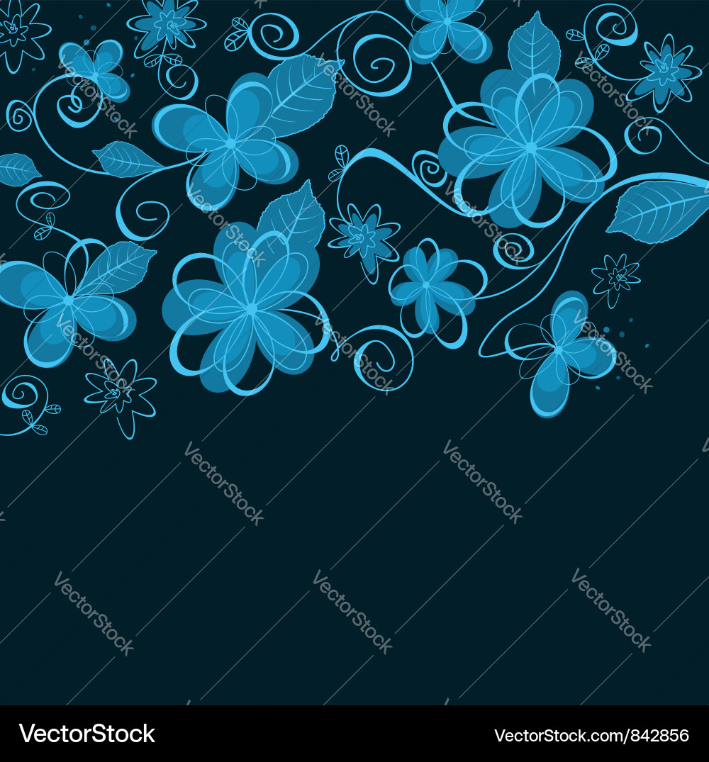 Abstract blue floral design Royalty Free Vector Image
